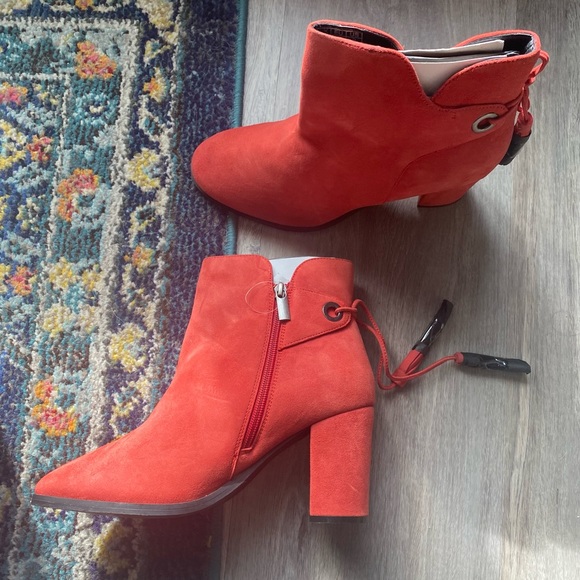 Simply Be | Shoes | Simply Be Red Velour Ankle Boots | Poshmark